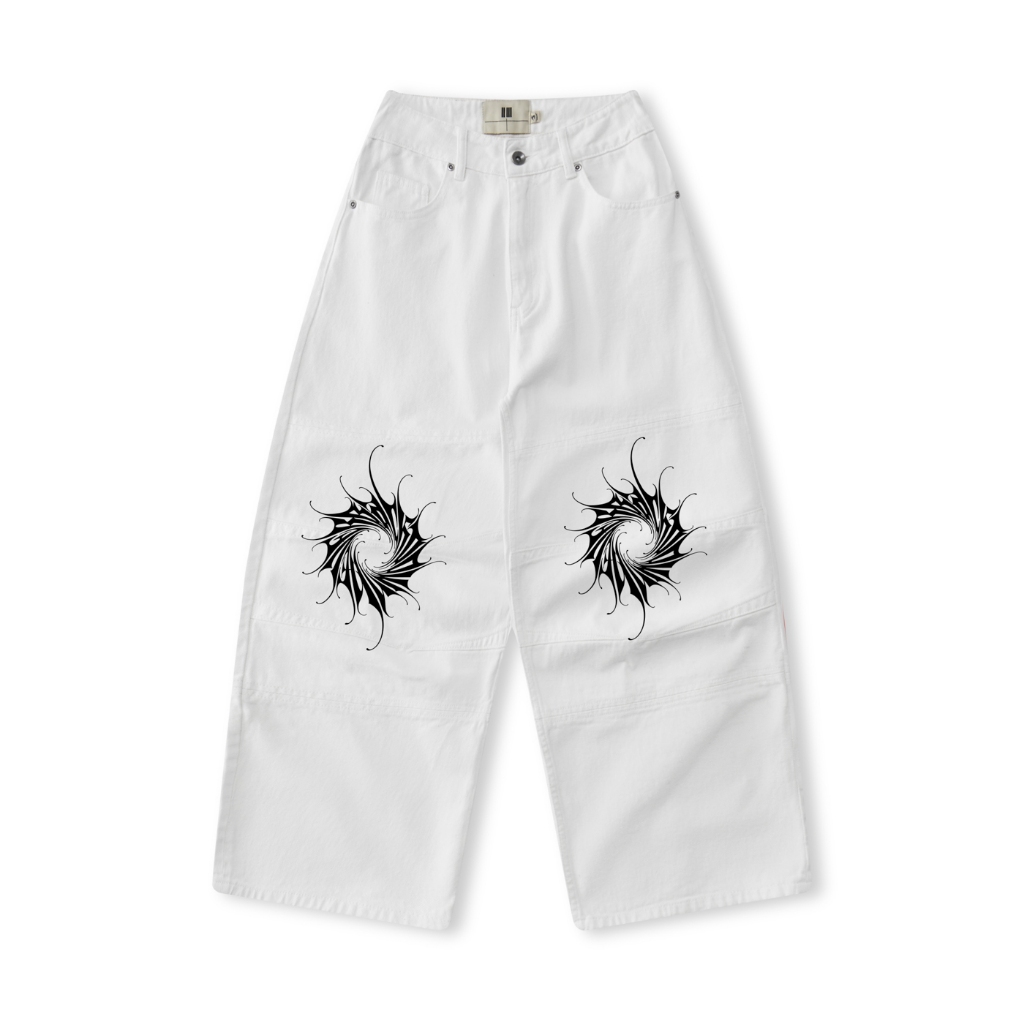 White baggy pants with logo printed 23SPTMBR | Shopee Philippines