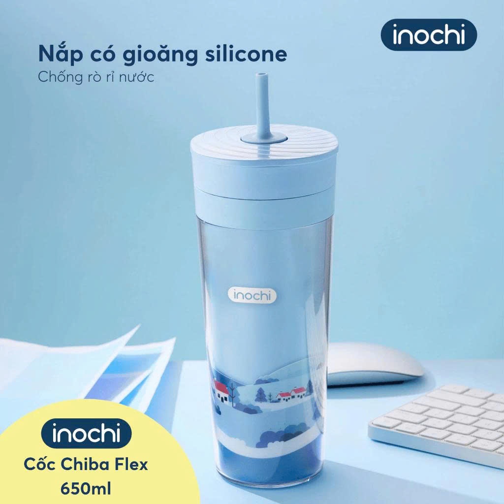 Chiba Inochi 2-Layer Plastic Cup with wide mouth, straw lock lid, 2 ...