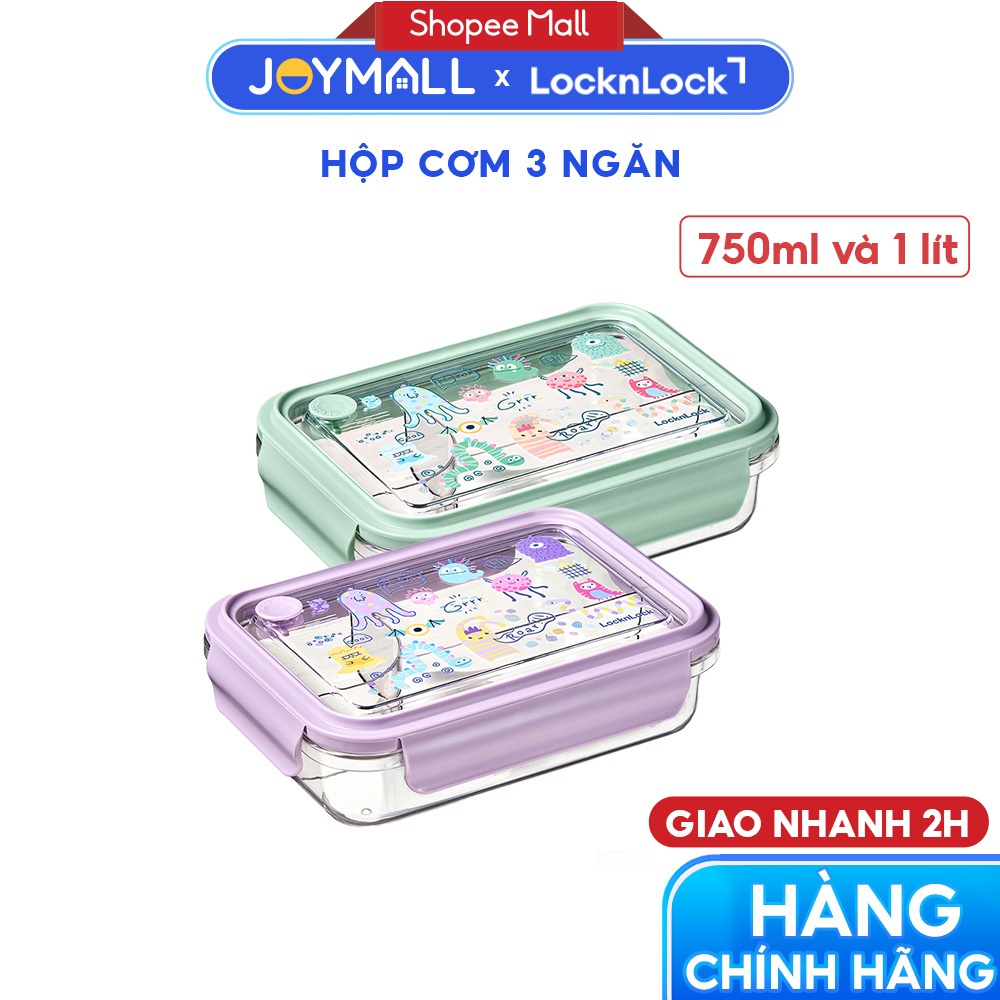 LocknLock 3 Compartment Lunch Box 750ml LCB501 And 1L LCB502, Genuine ...
