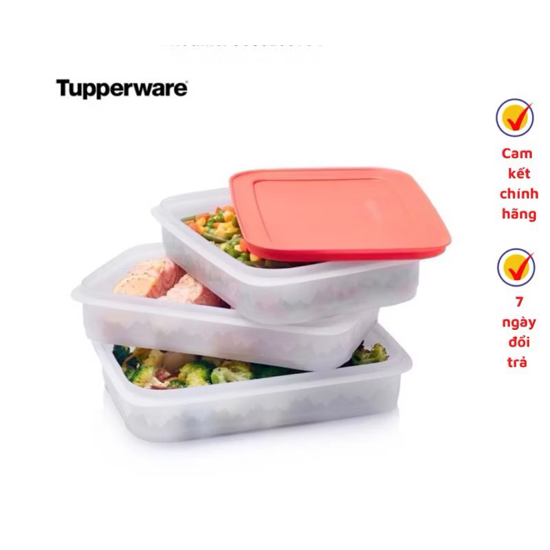 GENUINE TUPPERWARE 650ML FLAT FREEZER PLASTIC STORAGE BOX 3 IN 1 ...
