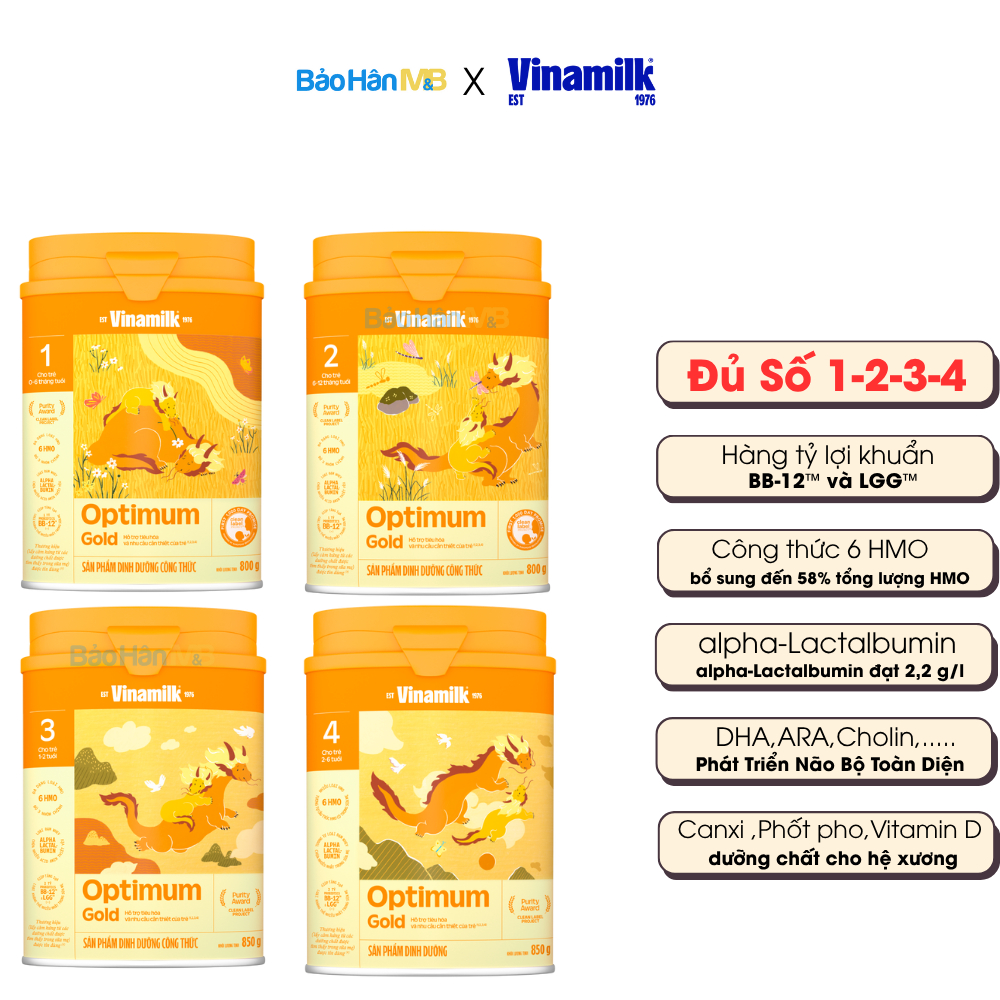 Vinamilk Optimum Gold Powdered Milk with all numbers 1, 2, 3, 4 - 850g and 1.8kg cans [Genuine ...
