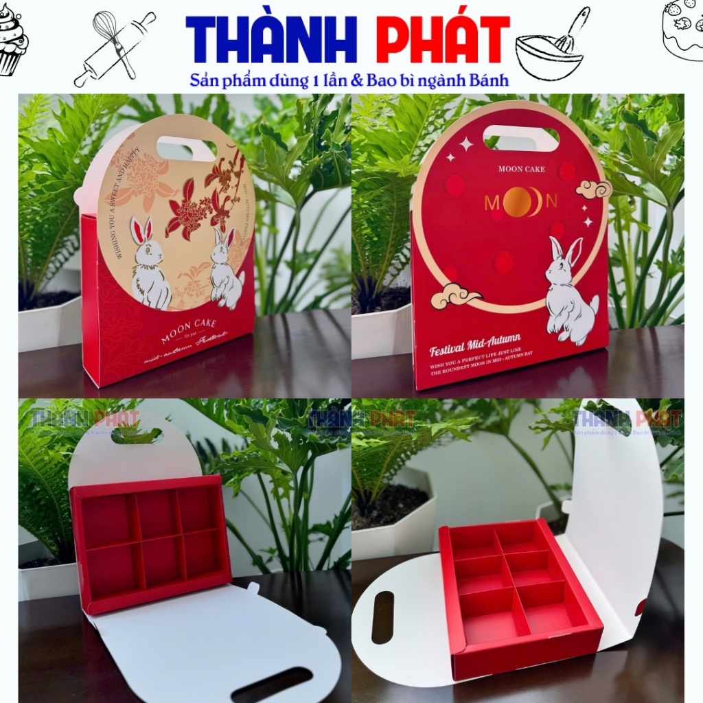 10 Boxes of 6 Mini Mooncakes 75g–100g Red Rabbit - Luxurious Packaging ...
