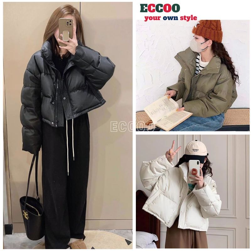 Fat pufferJacket, Korean style crop topJacket, super warm winter basic ...