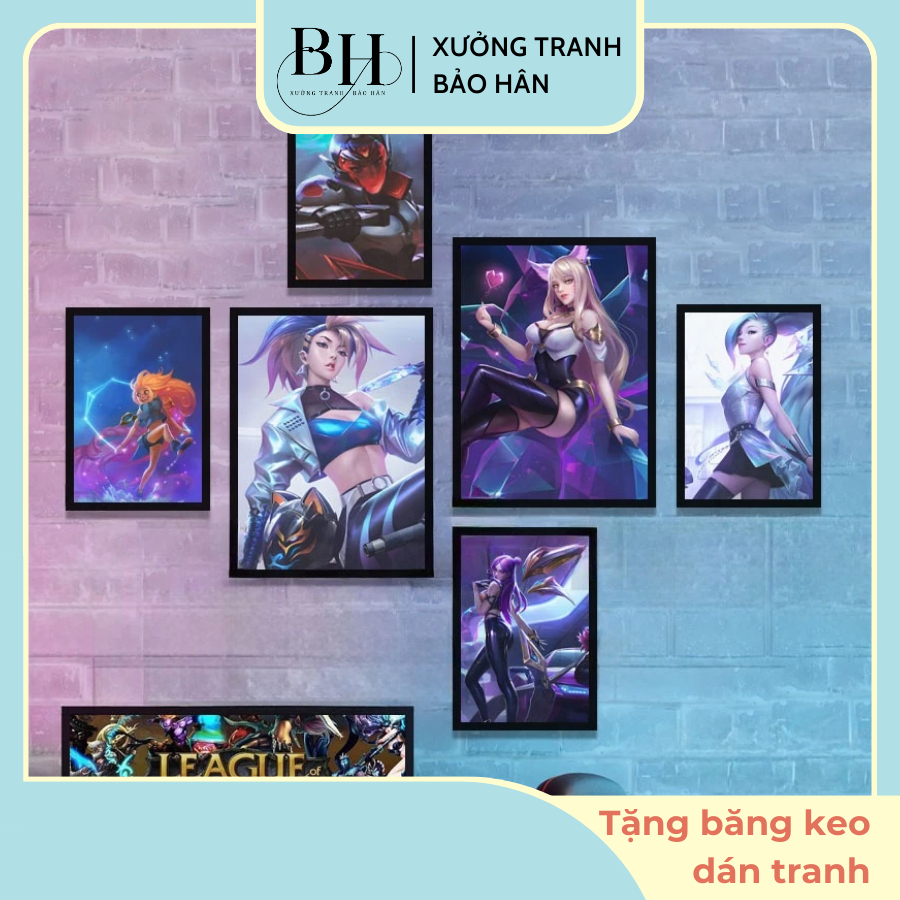 Decorative wall paintings, set of 6 League of Legends paintings, super ...