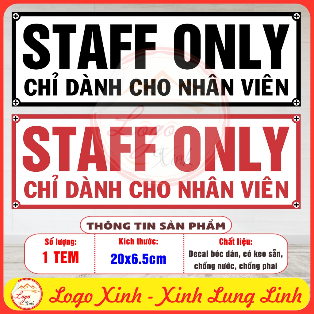 LOGO STICKER SIGN STAFF ONLY - ROOM AREA FOR Employees Used for Shops ...