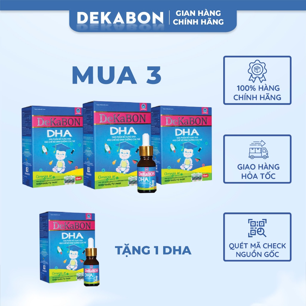 [BUY 3 GET 1 FREE] Vitamin DHA DekaBon 15ml - DHA from algae helps ...
