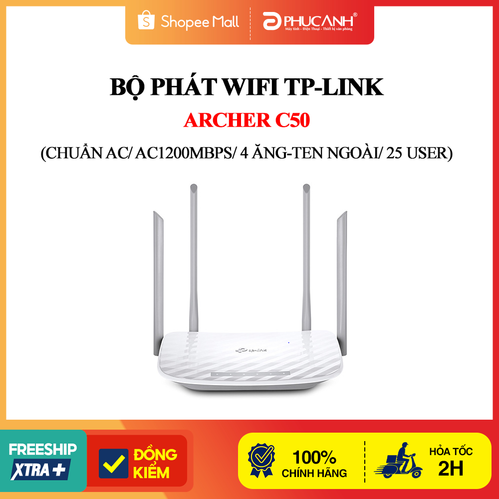 TP-Link Archer C50 wifi Router (AC Standard/ AC1200Mbps/ 4 External ...