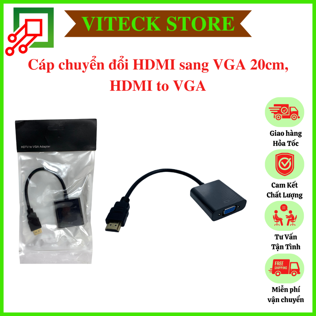 Hdmi to VGA conversion cable 20cm, HDMI to VGA used to convert HDMI from PC, Laptop, Projector ...