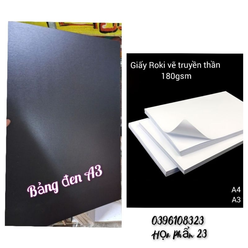 Combo 1 A3 Blackboard 4 mm thick + 6 Roki sheets of A3 divine drawing ...