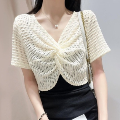 (real photo) Korean style thin mesh wool short cardigan C6868 Jacket ...