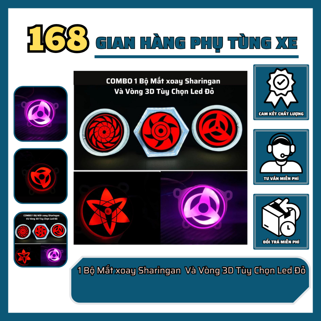 1 Set of Sharingan Rotating Eyes and 3D Ring Optional Red Led | Shopee ...