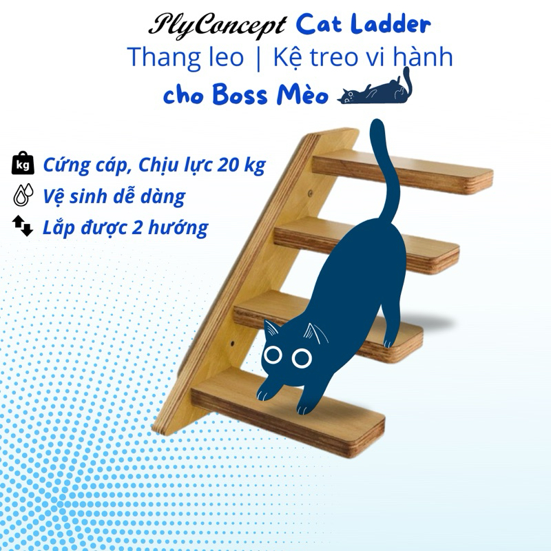 Lovely Trapezoidal Wall Shelf for Cats, Climbing Ladder for Cats ...