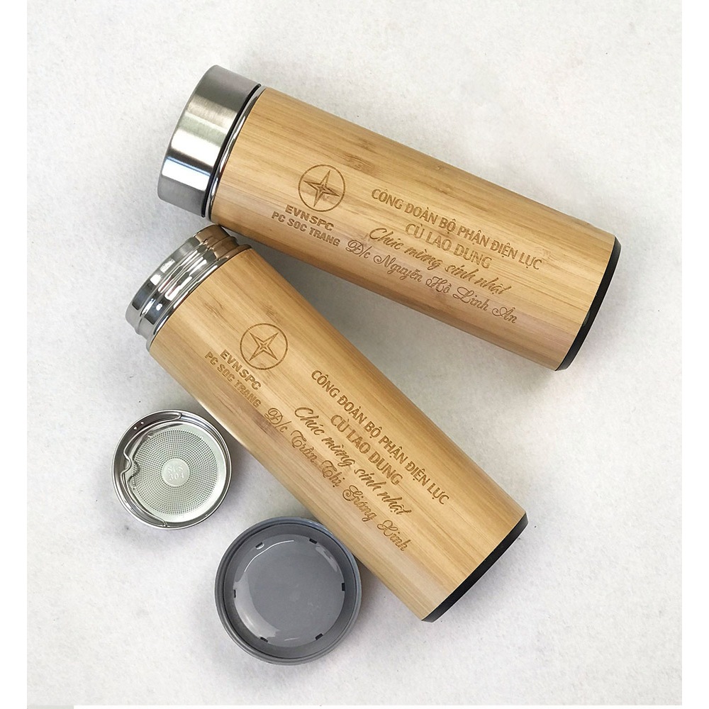 Bamboo shell thermos, 304 stainless steel core keeps heat up to 12 ...