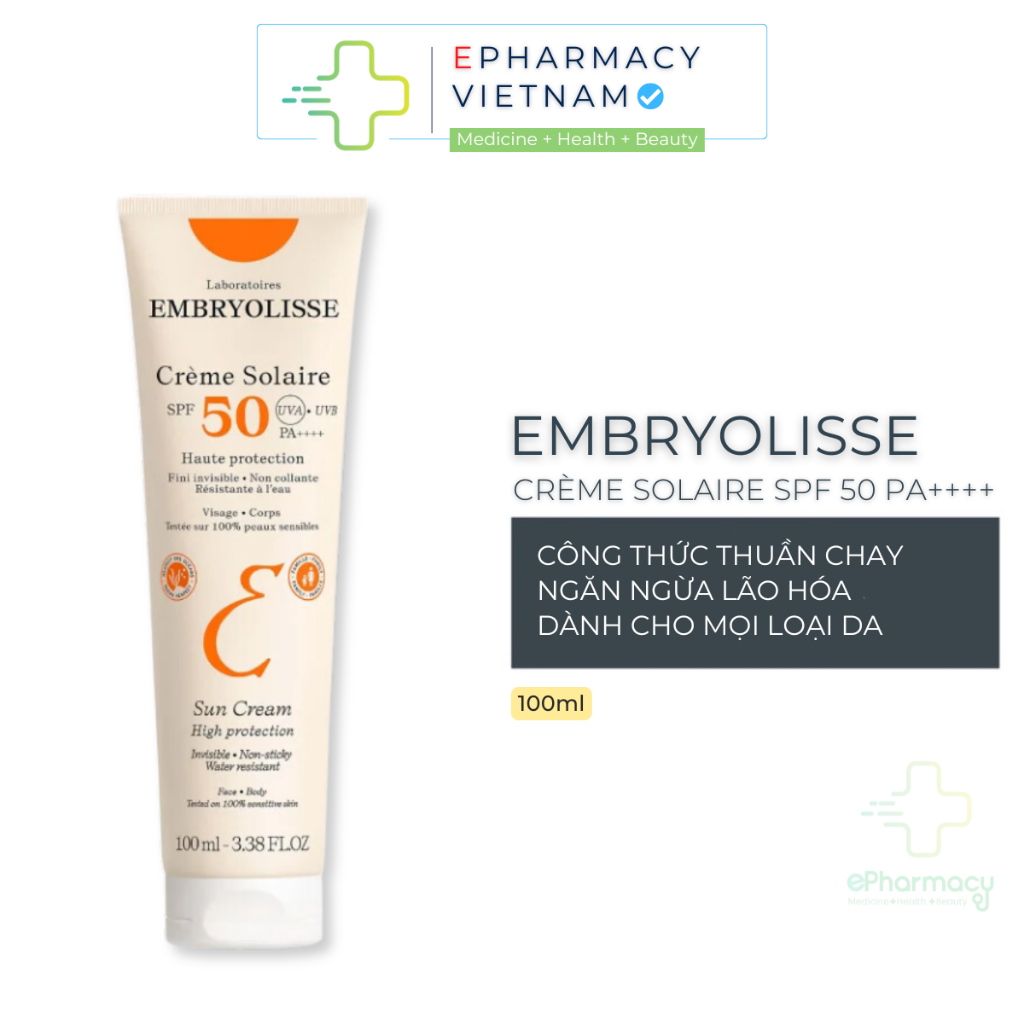 Embryolisse Crème Solaire Sunscreen SPF 50 PA++++ For All Skin Types ...