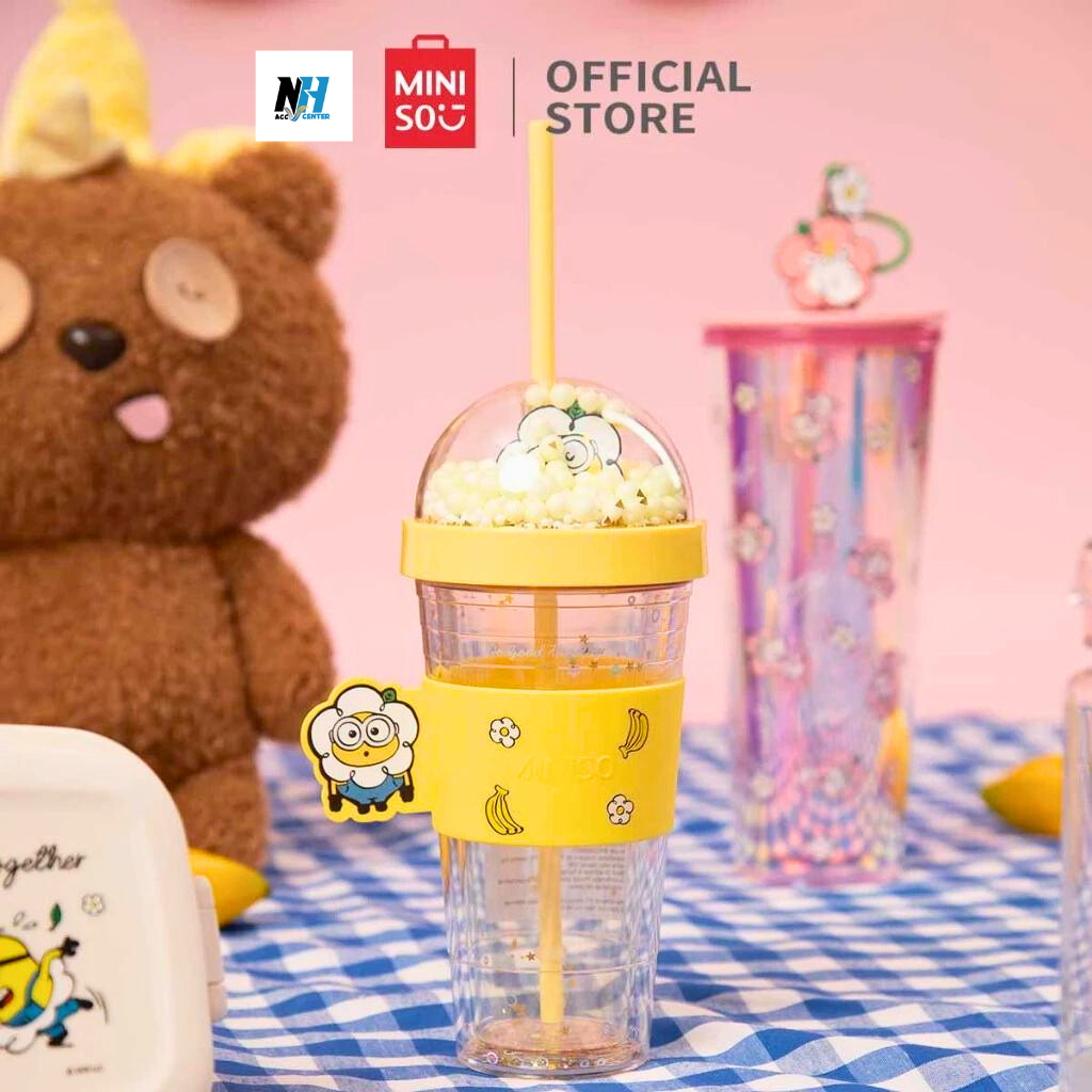 Miniso X Daisy Minions Plastic Cup with Straw and Sleeve 420mL Capacity ...