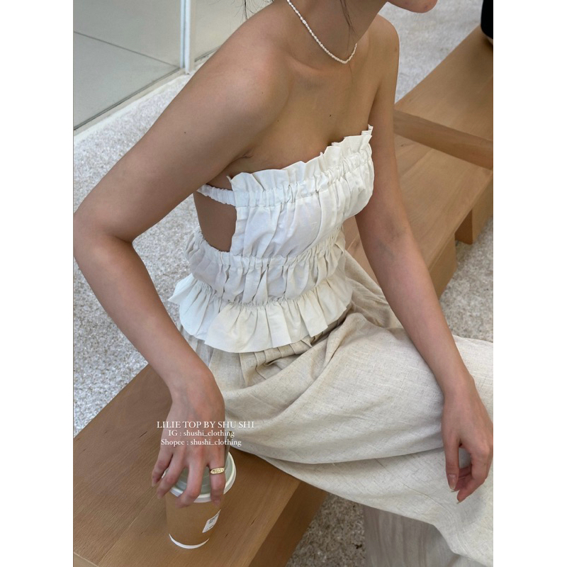 Lilie Top - Linen Backless Shrug Top (original photo) | Shopee Philippines