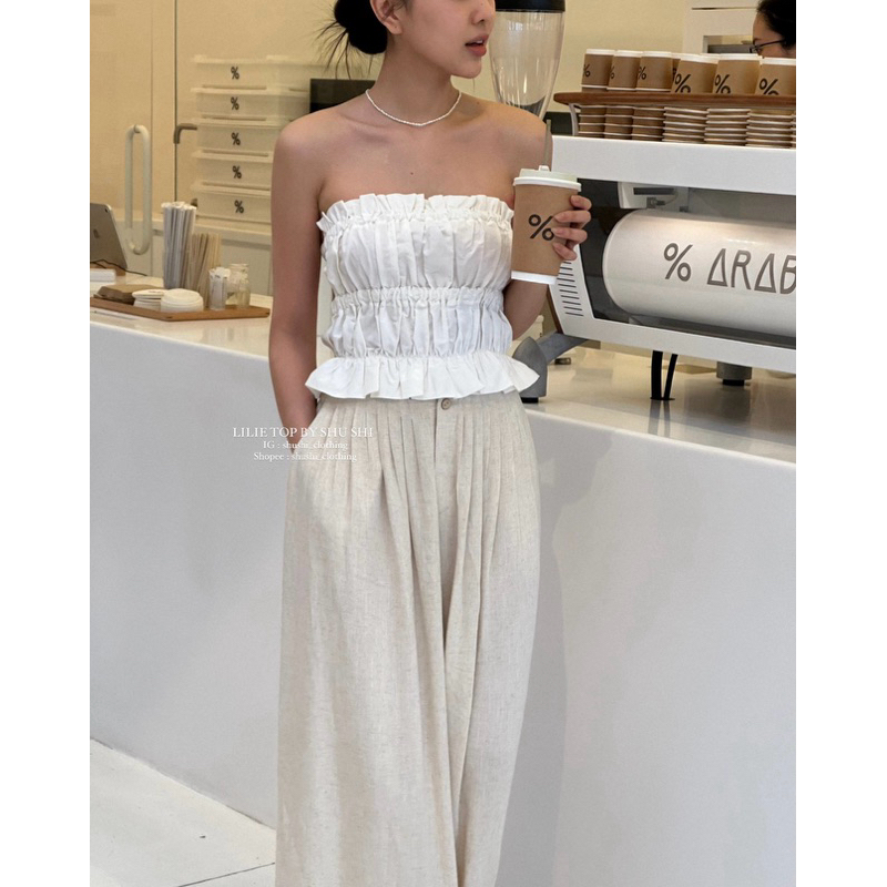 Lilie Top - Linen Backless Shrug Top (original photo) | Shopee Philippines