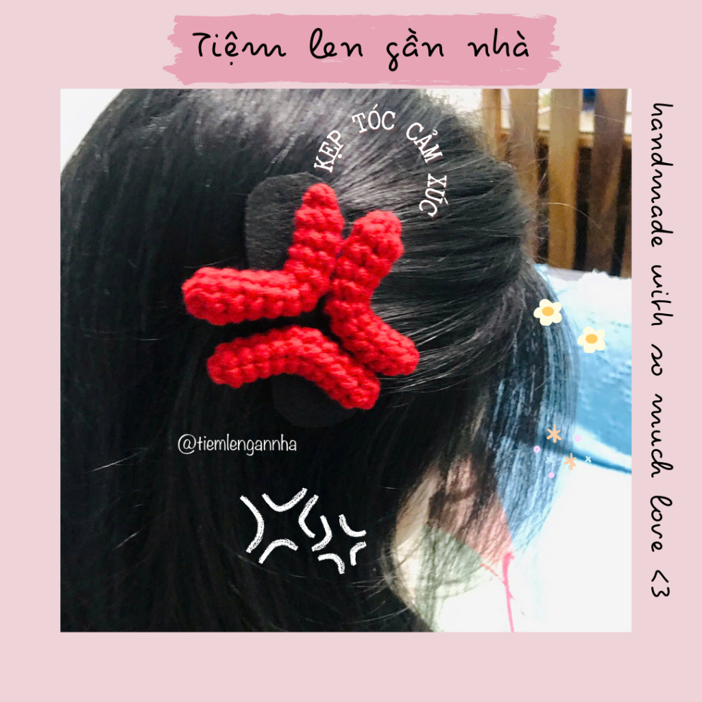 [Real Photo] handmade crochet wool angry emotional hairpin makes a cute ...