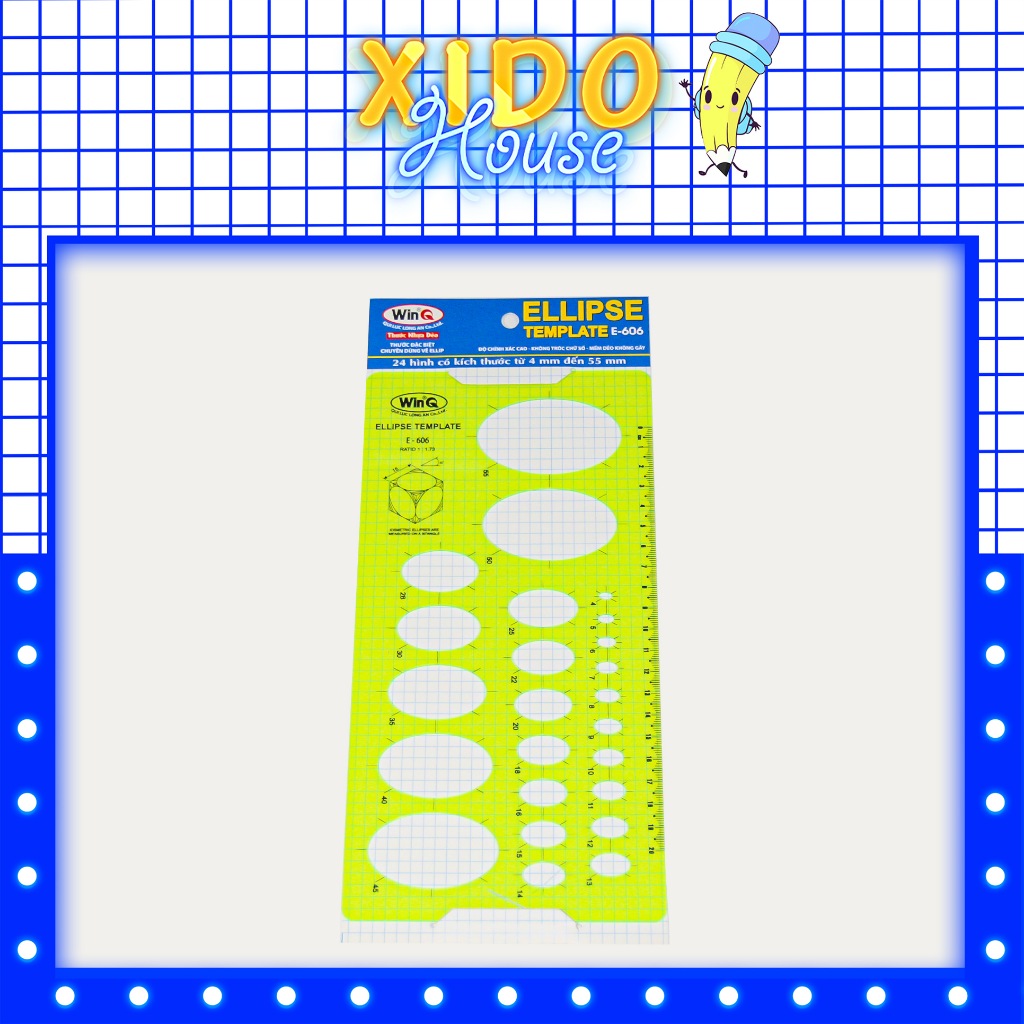 Ellipse WinQ E606 geometric ruler, has 24 ellipse shapes from 4mm-55mm ...