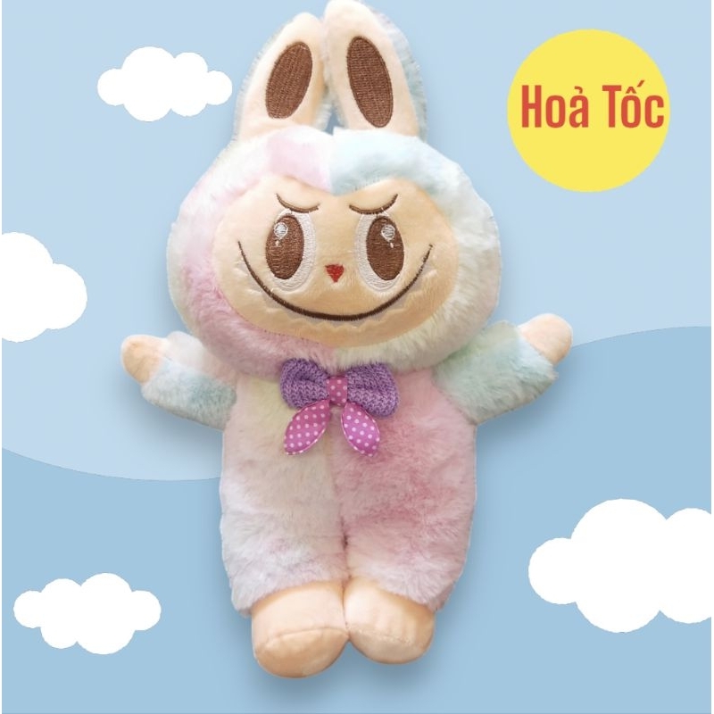 Labubu teddy bear wearing a cute bow, soft fur - HCM TEDDY BEAR ...