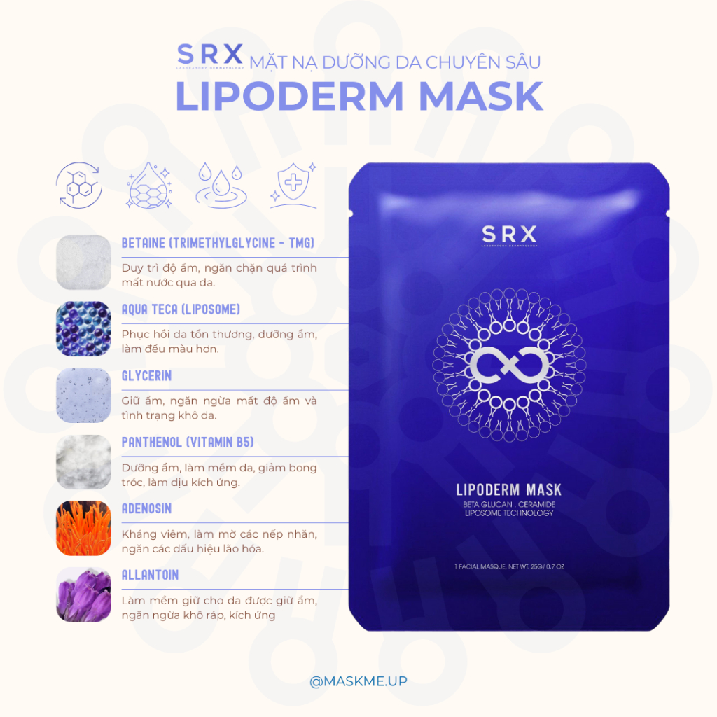Srx skin recovery MASK helps moisturize, even skin tone, soothe skin, anti-aging LIPODERM MASK ...