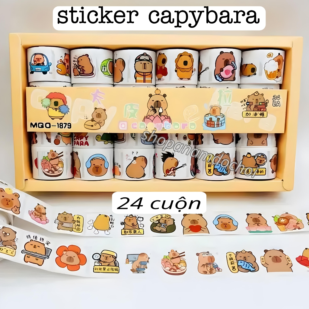Tray of 24 rolls of capybara capybara stickers, capybara stickers ...