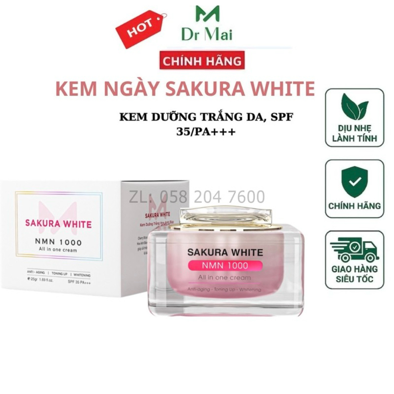 Japanese cherry blossom sunscreen whitening cream Sakura White NMN 1000 ...