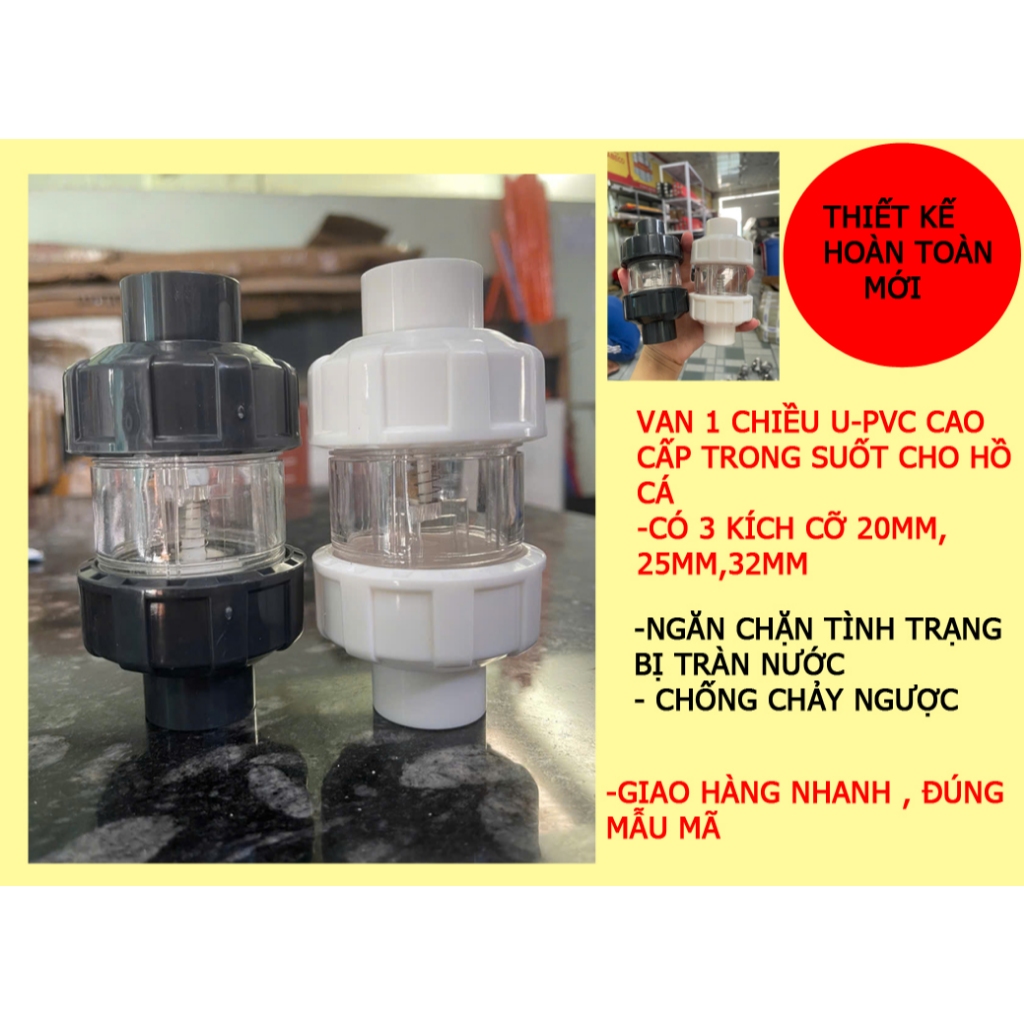 HIGH QUALITY U-PVC 1-WAY VALVE TO KEEP WATER FOR FISH POOLS 20-25-32MM ...