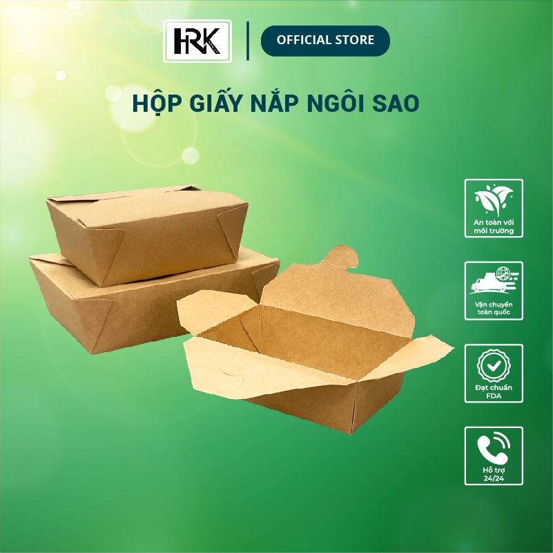 Set of 50 Brown Kraft Paper Boxes with Star Lid for Rice, Noodles ...