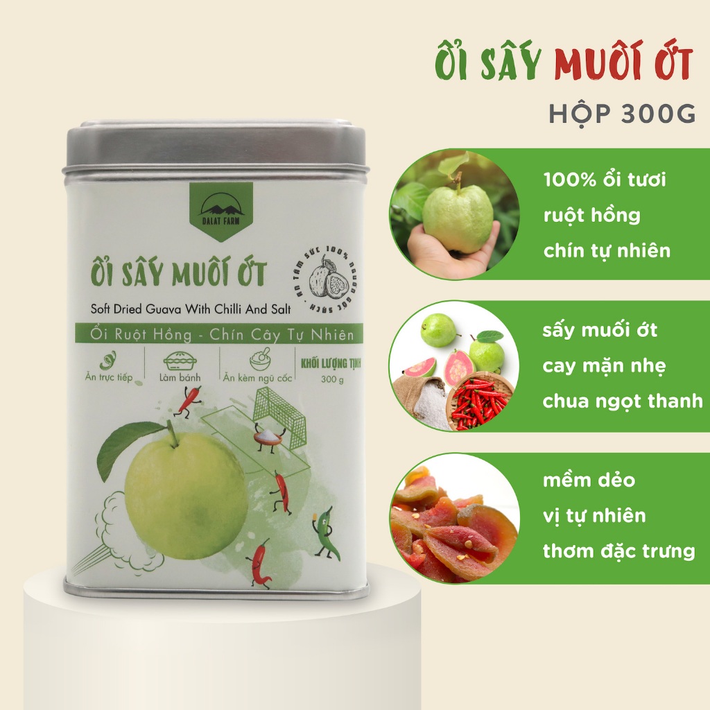 Dalatfarm Dried Guava with Salt and Chili - Tin box 300g | Shopee ...