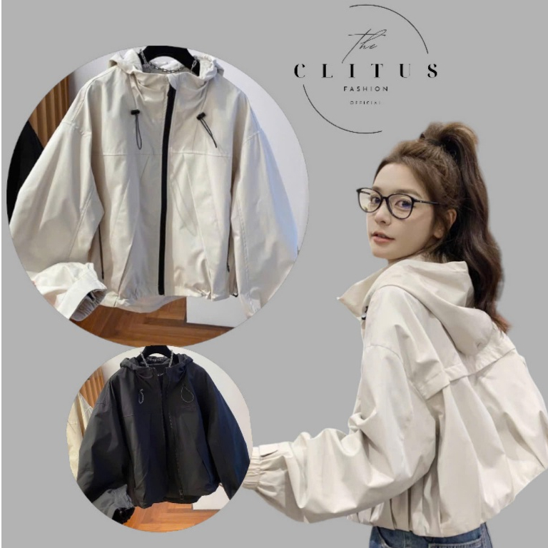 CLITUS Women'sJacket with sun hat, turtleneck, diagonal flap, new model, youthful and dynamic ...