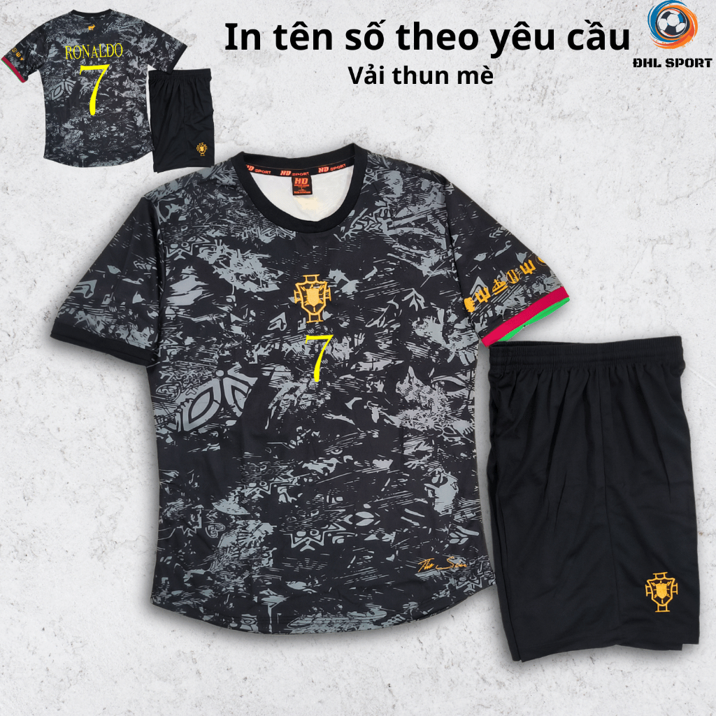 Portugal The Siu special edition black, sesame spandex soccer kit, name ...
