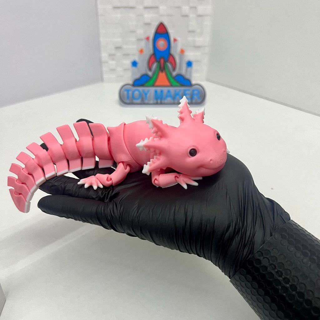 3d printed Axolotl model - Flexible joint toy from safe bioplastic ...
