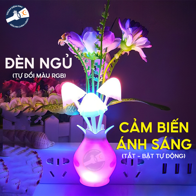 Flower vase night light with smart light sensor that automatically ...
