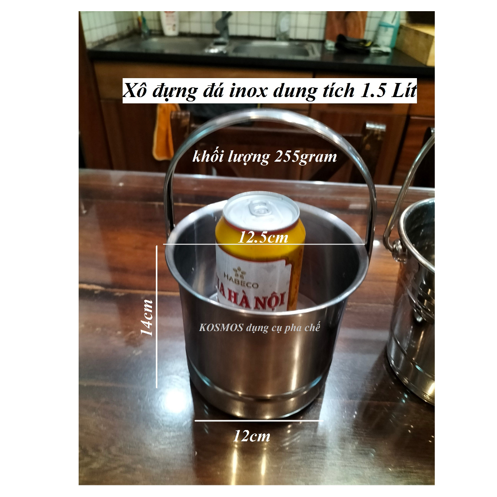 Stainless steel ice bucket made of 201 stainless steel with handle to ...