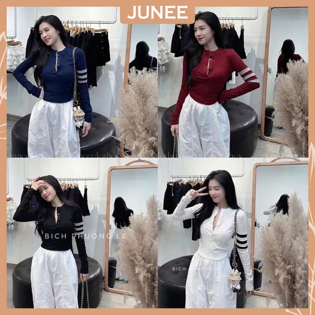 Thome Women's Long-Sleeved T-Shirt Collar Button-Up Crochet Bodycon ...