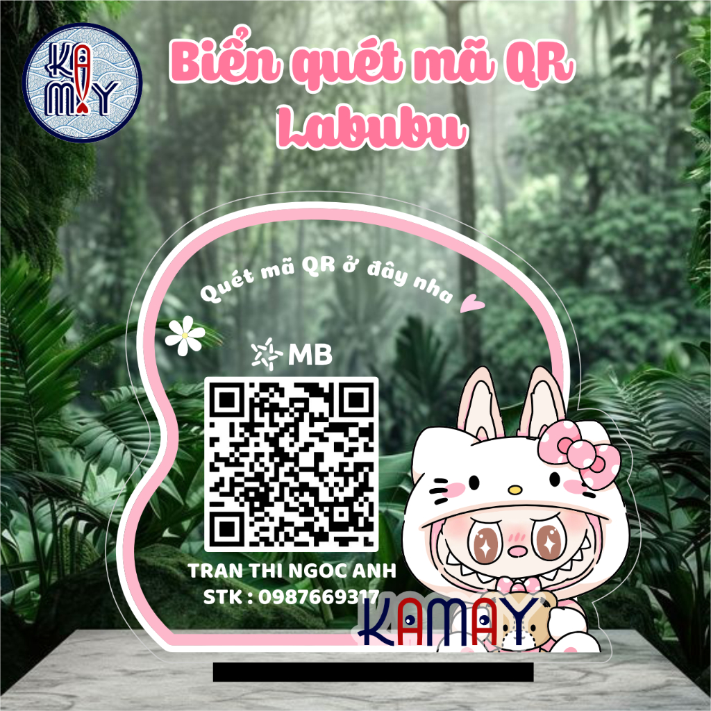 Labubu QR sign UV printed on clear background printed on demand super ...