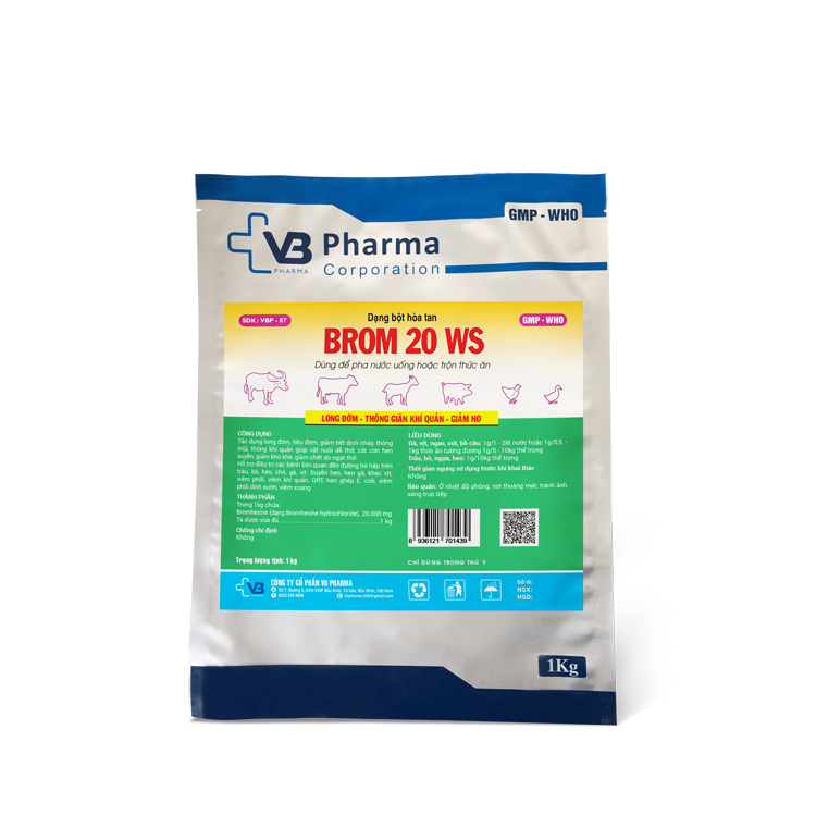 Brom 20Ws veterinary medicine 1kg pack Vb Pharma helps clear phlegm and ...