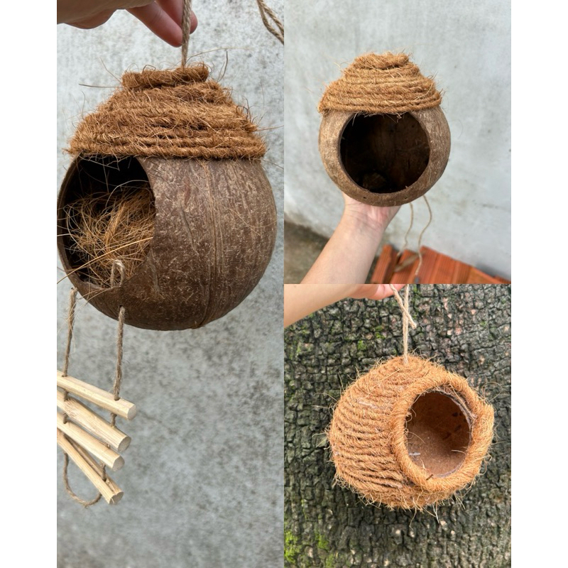 Coconut shell bird nest for birds, parrots, squirrels, mice... comes ...