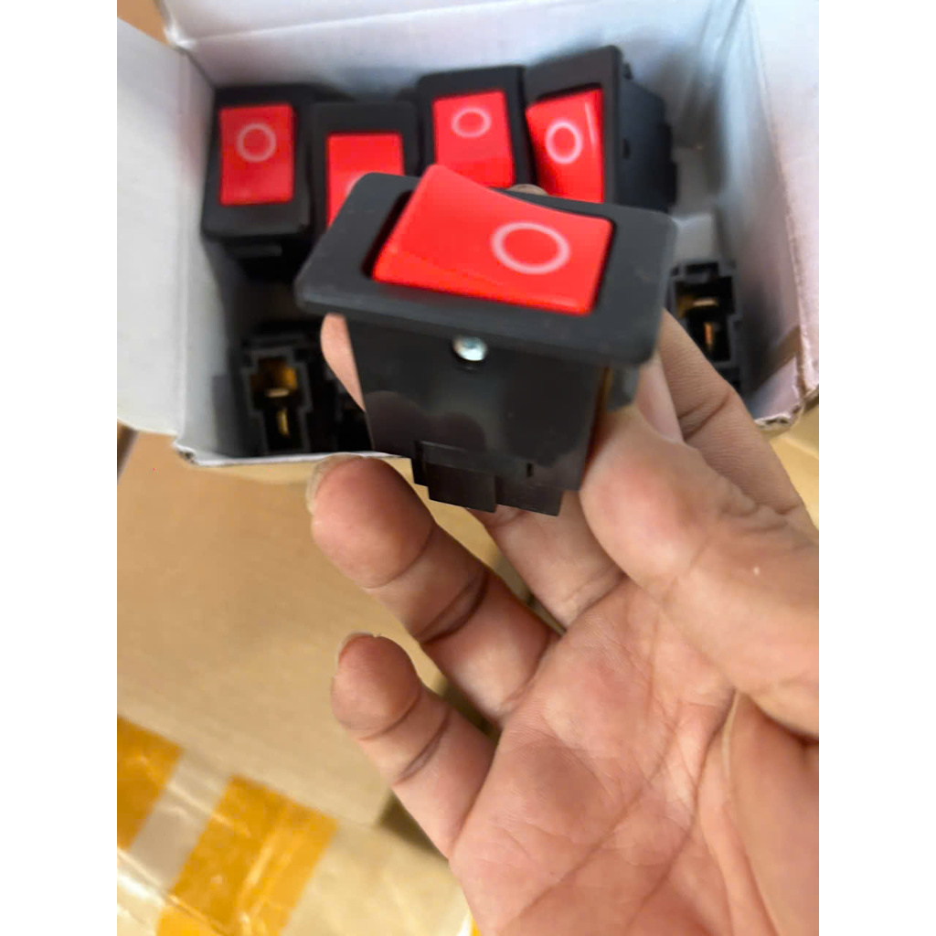 Red round O-shaped 2-pin rocking switch, car light horn switch | Shopee ...