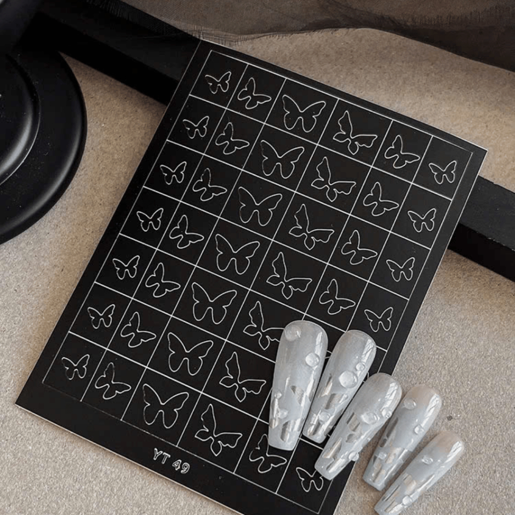 Douyin style ombre matte Sticker with bow and butterfly shape | Shopee ...