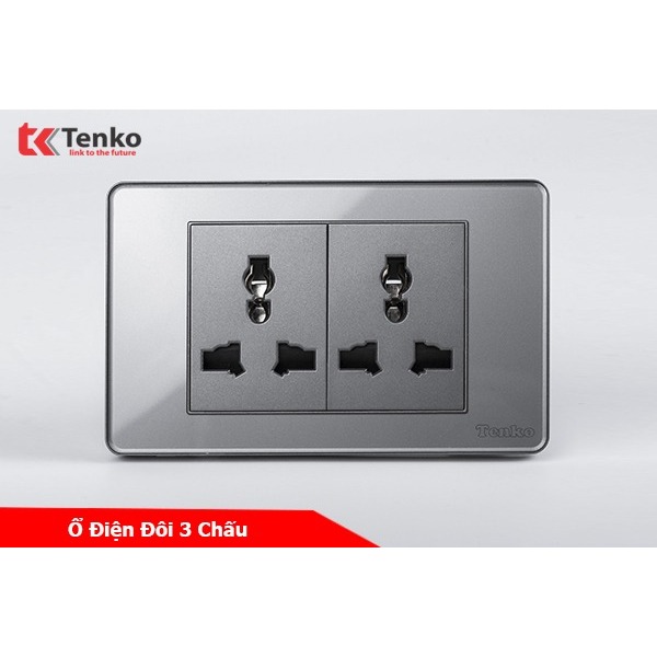 Tenko TK-C9-050 Double 3-Prong Recessed Wall Socket with Gray Border ...