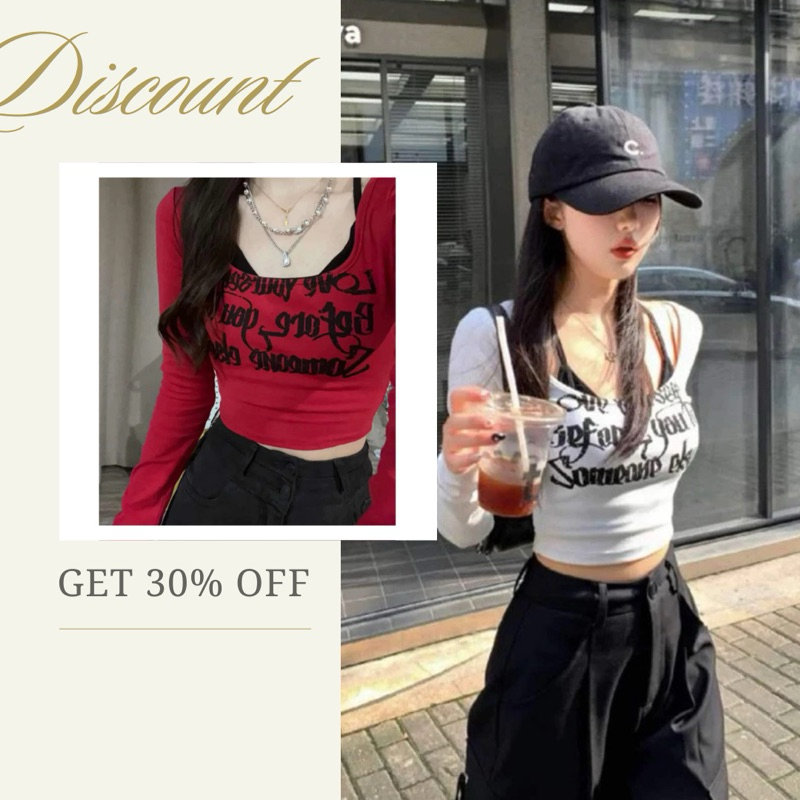 Long-sleeved crop top with camisole, sexy body-hugging fit in 2 super ...