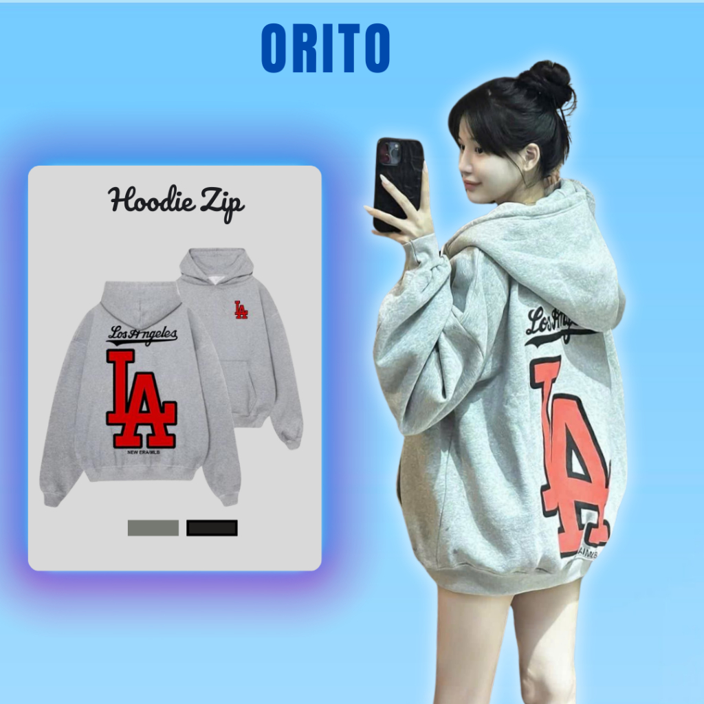 Jacket Hoodie Boxy Mlbb LA Big Wide Hat, Puff Sleeve Hododie with ...