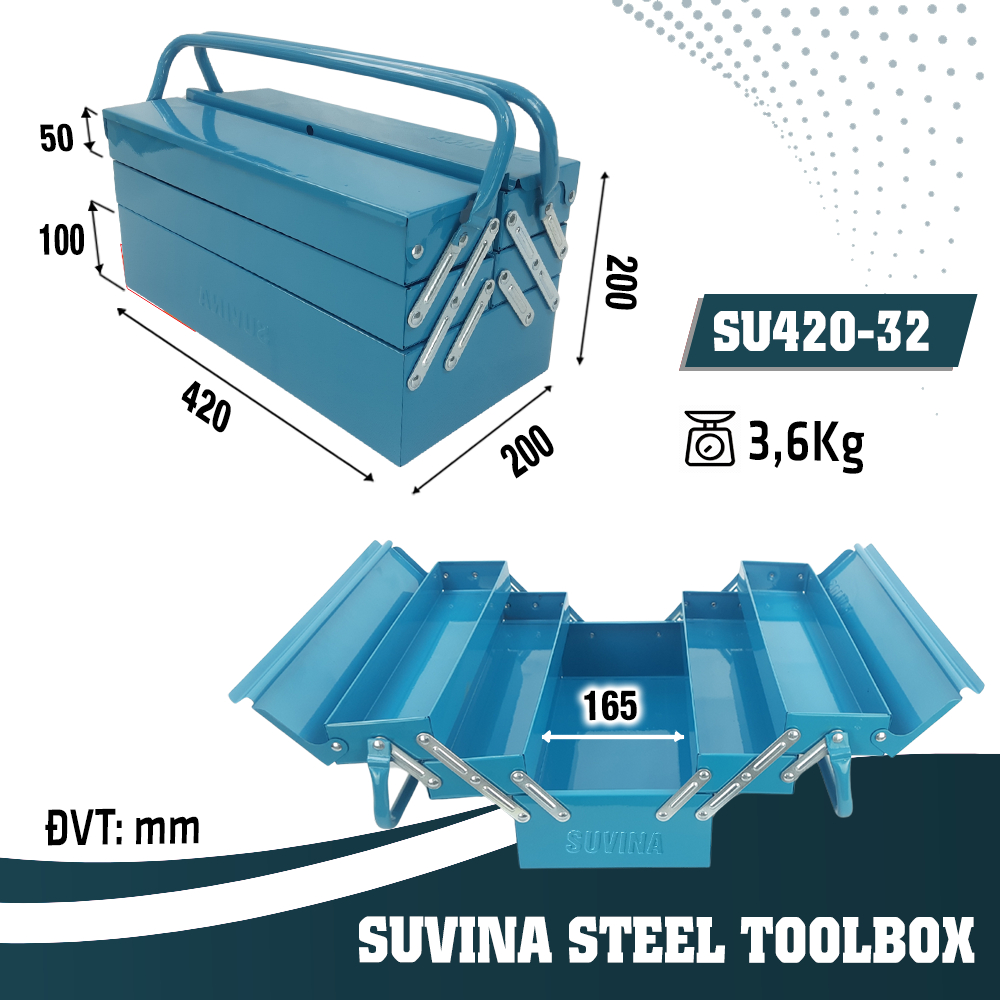 3-tier 5-Tray Tool Box SU420 Green 42x20x20 cm, Good Load-bearing ...