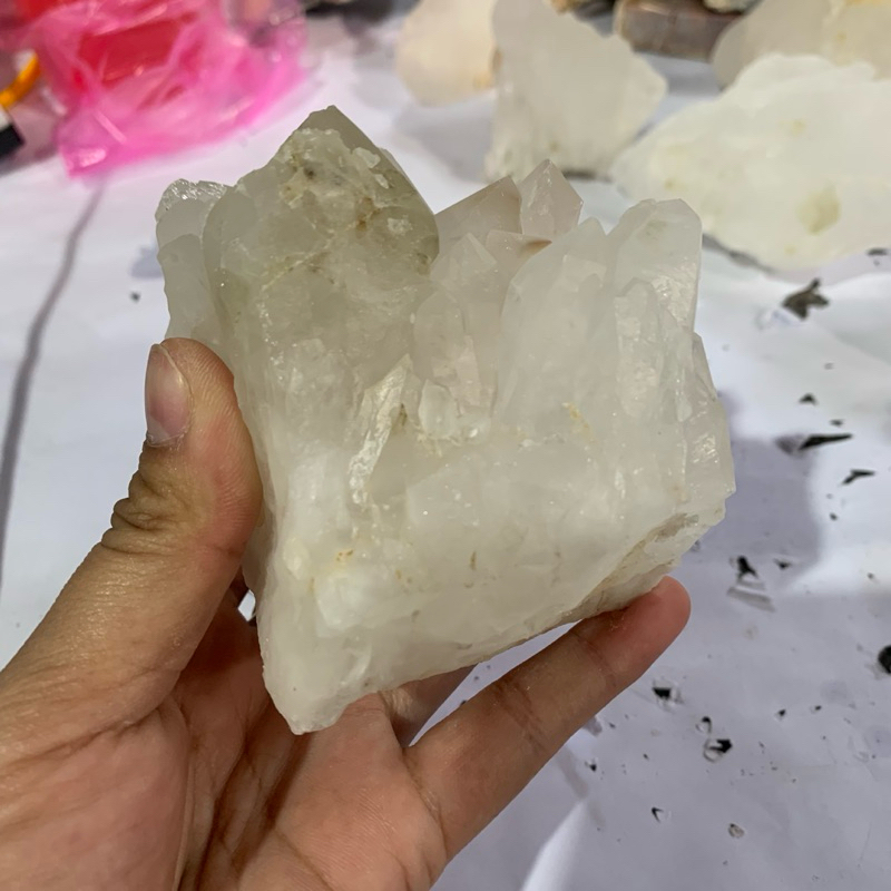Natural white quartz stone used for decoration and purification (real ...