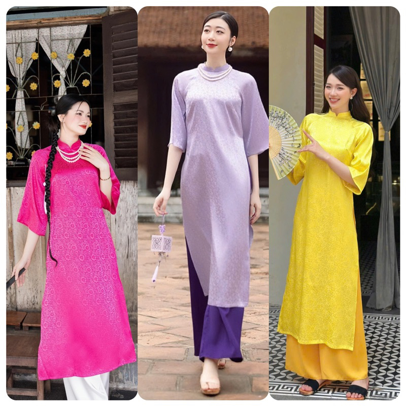 Women's ao dai made of high quality brocade silk, modern shape, loose ...