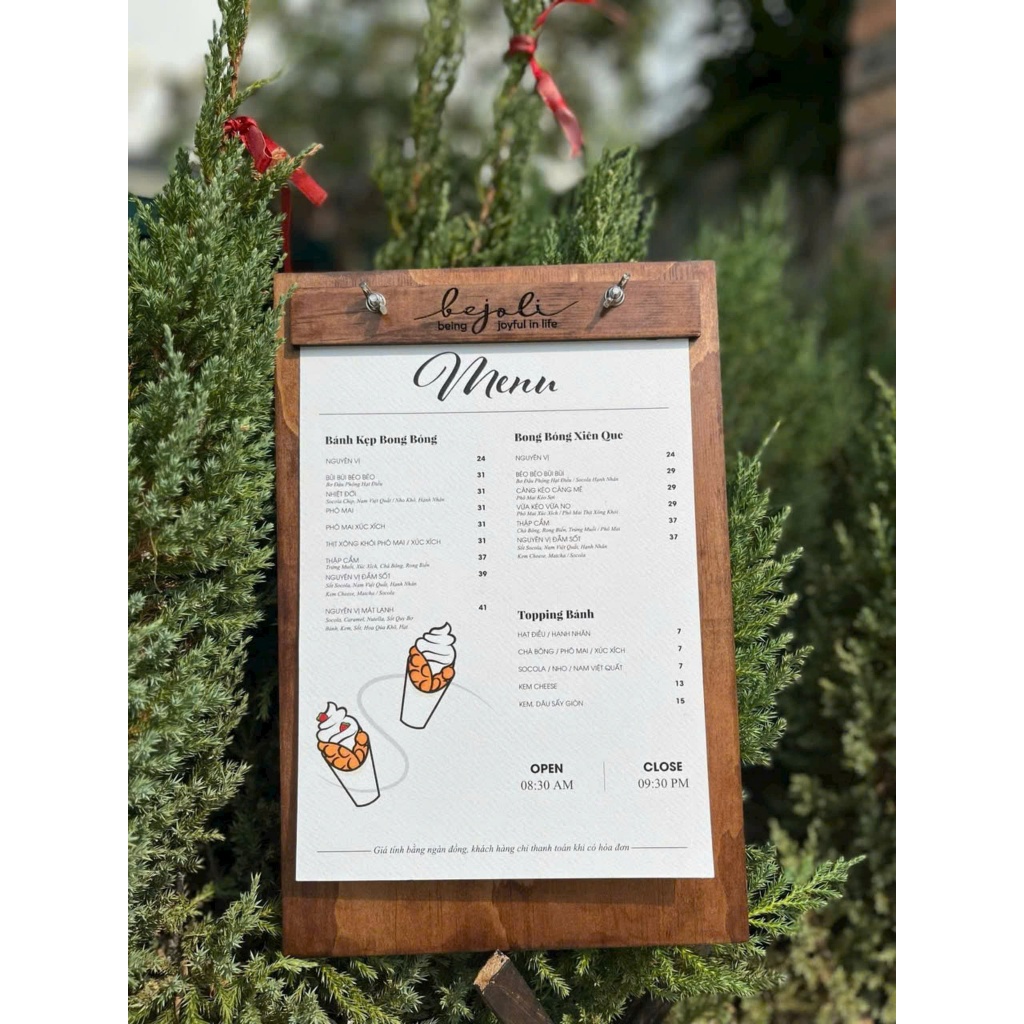 Handheld brown A5/A4 size wooden clip Menu - Free LOGO engraving for ...