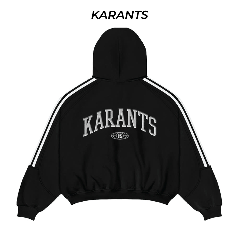 Karants Embroidered Zip Hoodie with Stripes Local Brand Form Boxy 2-Way ...