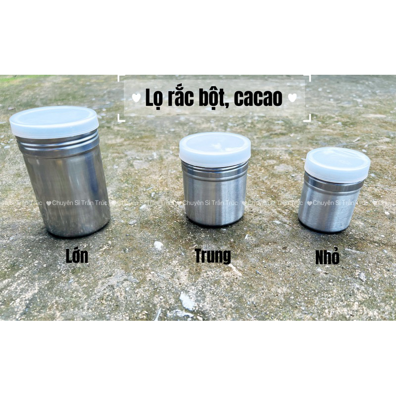 Cocoa powder sprinkler jar with lid used in mixing has 3 sizes made of ...